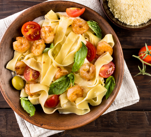 Shrimp Tagliatelle Primavera - Black Liver Society Website and Lounge